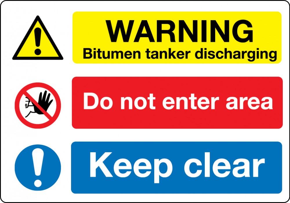Warning Bitumen tanker discharging sign - Stocksigns