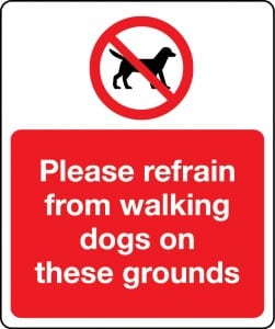 Please refrain from walking dogs on these grounds sign - Stocksigns
