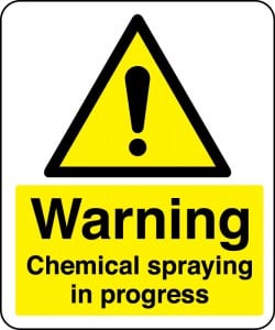 Warning Chemical spraying in progress sign - Stocksigns