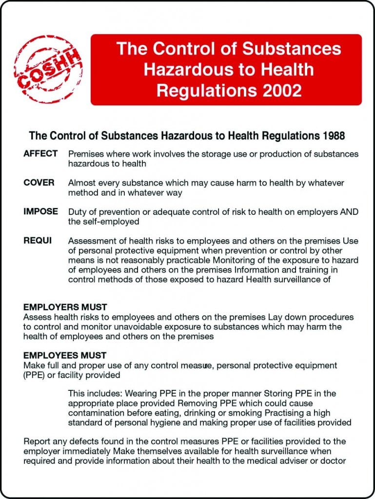 COSHH Regulations 2002 sign - Stocksigns COSHH Regulations 2002 sign - Stocksigns