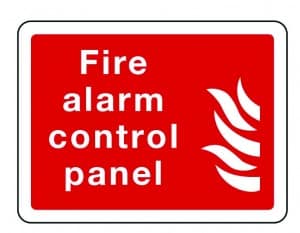 Fire alarm control panel text & symbol sign - Stocksigns