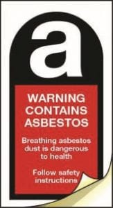 WARNING CONTAINS ASBESTOS labels 25mm x 50mm - Stocksigns