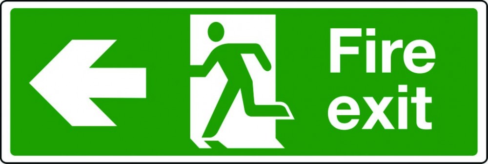 Extra Large Fire Escape Route Arrow Left Sign - Stocksigns