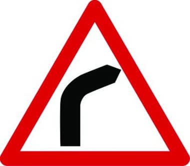 Right hand bend triangle. Fig 512. 600mm Traffic sign | Stocksigns