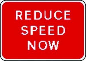 REDUCE SPEED NOW 1050 x 750mm temporary traffic sign - Stocksigns