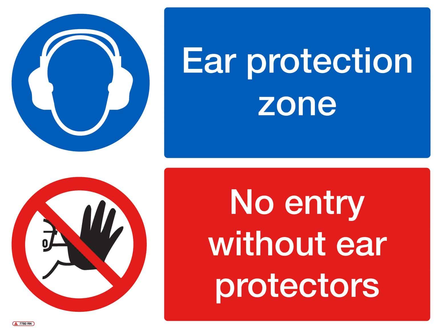 Ear protection zone No entry without ear protection sign - Stocksigns