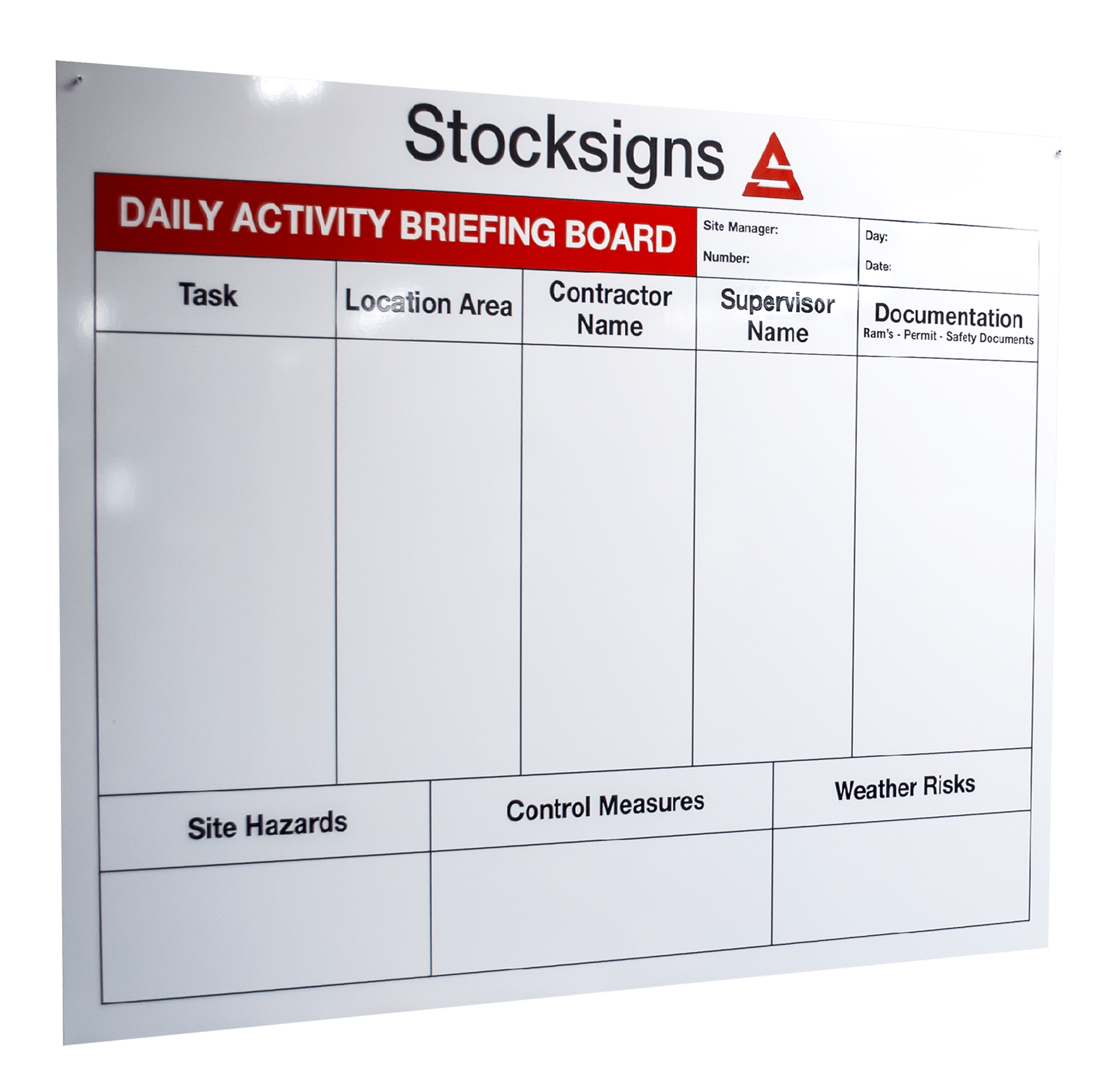 Activity Briefing Board - Communicate tasks and hazards in the workplace