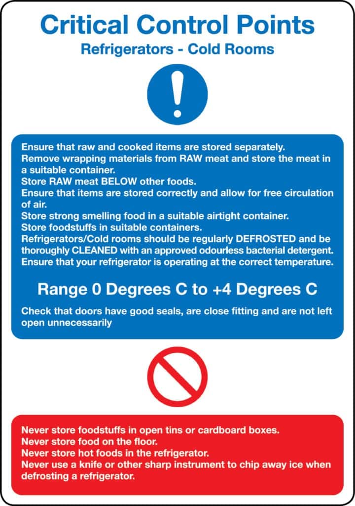 Critical control point Refrigerators & Cold rooms sign - Stocksigns
