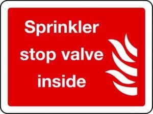 Sprinkler stop valve inside sign - Stocksigns