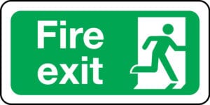 Fire escape final exit sign (justified right) - Stocksigns