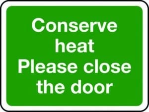 Conserve heat please close the door sign - Stocksigns