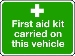 First aid kit carried on this vehicle sign - Stocksigns