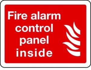 Fire alarm control panel inside sign - Stocksigns