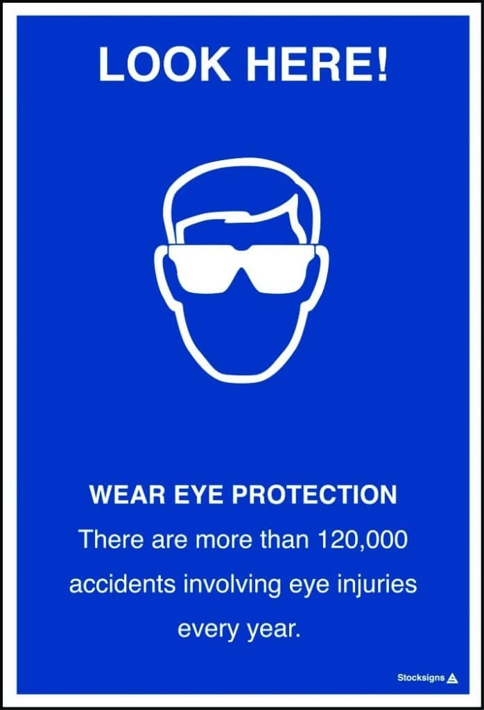 Wear eye protection ISO7010 symbol - Stocksigns