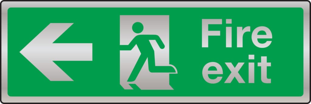 Prestige Fire exit route arrow left sign - Stocksigns