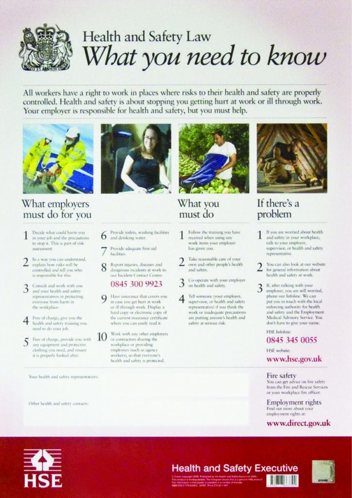 Health and Safety Law Poster A3 - Stocksigns