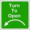 Turn To Open Anticlockwise sign - Stocksigns