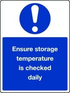 Ensure storage temperature is checked daily sign - Stocksigns