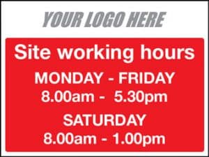 Site Working Hours Sign - Stocksigns Construction - Temporary Signs