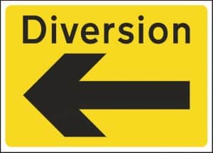Diversion Directional Sign - Stocksigns Construction - Temporary Signs