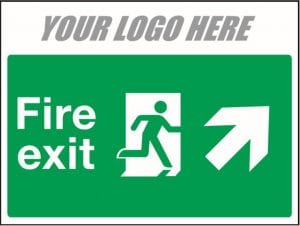 Fire Exit Diagonal Directional Sign - Stocksigns Construction ...